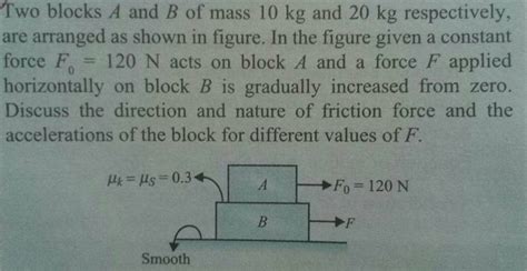 two blocks a and b of mass 10 kg and 20 kg respectively are arranged as