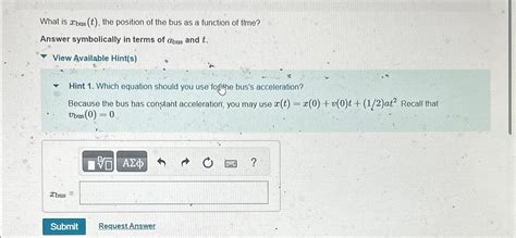 Solved What Is Xbus T ﻿the Position Of The Bus As A