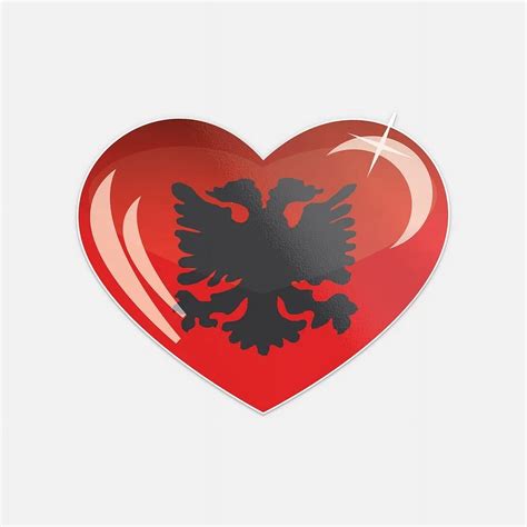 Albania Flag Heart Die Cut Sticker Phone Decal Water Bottle Stickers