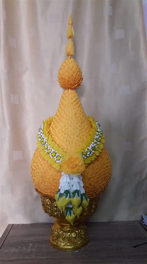 พานพุ่มทรงข้าวบิณฑ์ ⚡ขนาด 8 พานพุ่มแม่พลอย ราคาส่ง