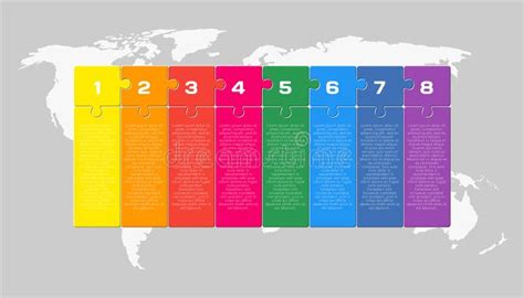 Eight Steps Line Infographic Color Puzzle Diagram Stock Image Image