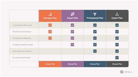 Pricing Tables Columns Comparison Template