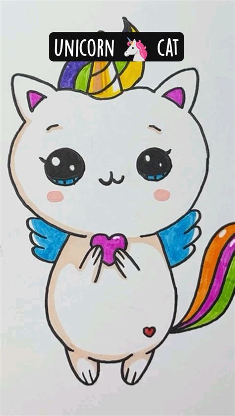 Unicorn 🦄 Cat Drawing Cute Cat Kawaii Cat Unicorn Cute Unicorn In