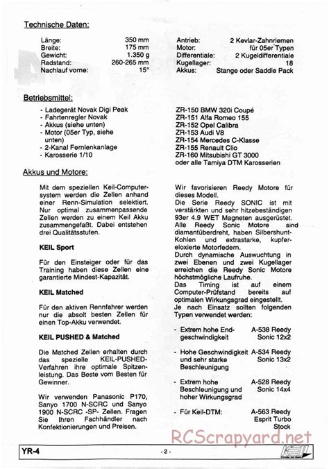 Yokomo YR Instruction Manual RCScrapyard Radio Controlled Model Archive