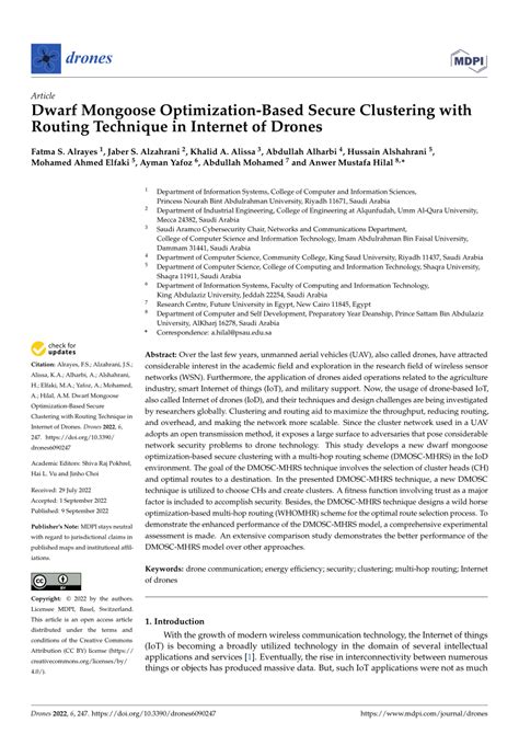 pdf dwarf mongoose optimization based secure clustering with routing technique in internet of
