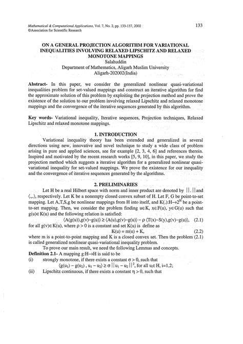 Pdf On A General Projection Algorithm For Variational Inequalities