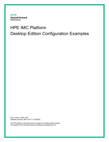 HPE IMC Platform Desktop Edition User Guide Manualzz