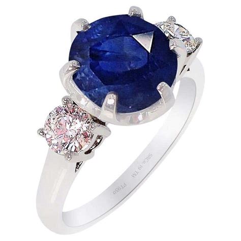 3 Stone Sapphire Platinum Ring 350ct Unheated Ceylon Sapphire Gia