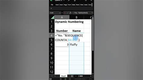 Learn How To Create A Dynamic And Automatic Numbering In Excel Shorts Youtube