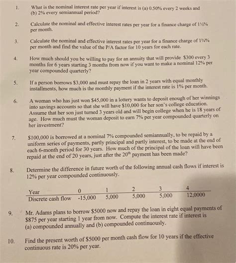 Solved What Is The Nominal Interest Rate Per Year If