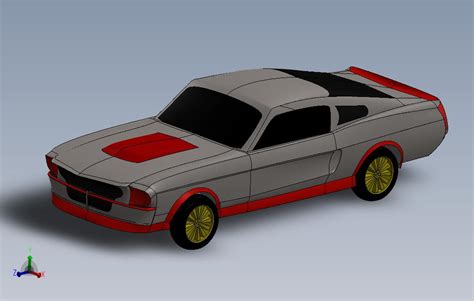 谢尔比福特野马1969年solidworks 2015模型图纸免费下载 懒石网