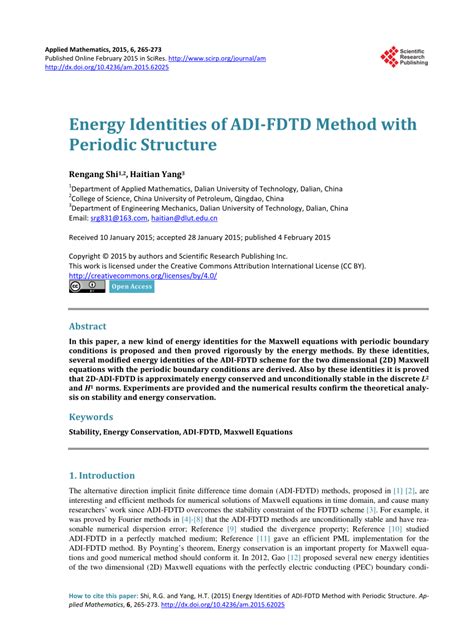 Pdf Energy Identities Of Adi Fdtd Method With Periodic Structure
