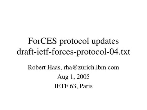Ppt Forces Protocol Updates Draft Ietf Forces Protocol 04txt
