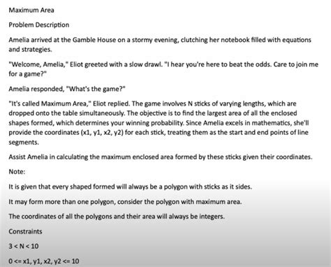 Tcs Codevita Season 12 Problem 13 Maximum Area 2024 2025 Desi Qna