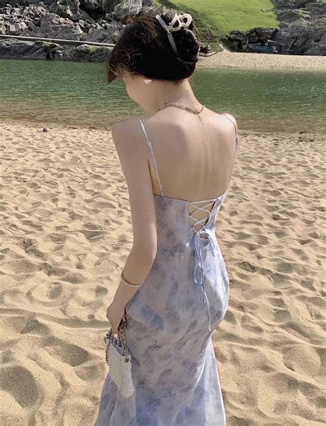 레드베리 여름 신상 하늘하늘 꽃무늬 나시 끈 서스펜더 원피스 섹시 백리스 쉬폰 롱드레스 여리핏 청순 여신 잘록허리 소라 플라워 롱원피스 샤랄라 비치 바캉스 봄나들이 여행