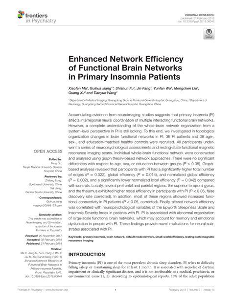 Pdf Enhanced Network Efficiency Of Functional Brain Networks In