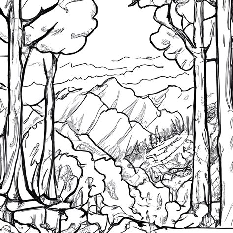 Forest Landscape Naturalistic Black And White Delicate Marker Outline