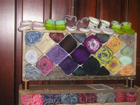 Yarn Storage Made With A Discarded Drawer A Plastic Sock Drawer Organizer And Wooden Spools For