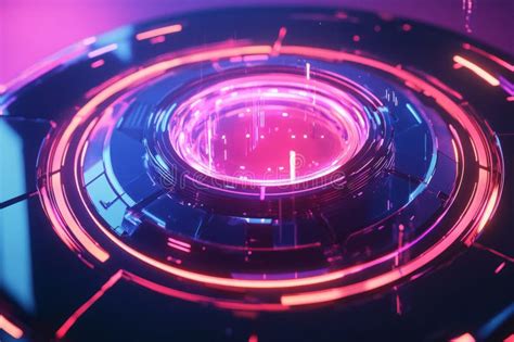 High Tech Futuristic Energy Core Surrounded By Pulsating Light Waves