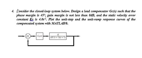 Solved Consider The Closed Loop System Below Design A Lead