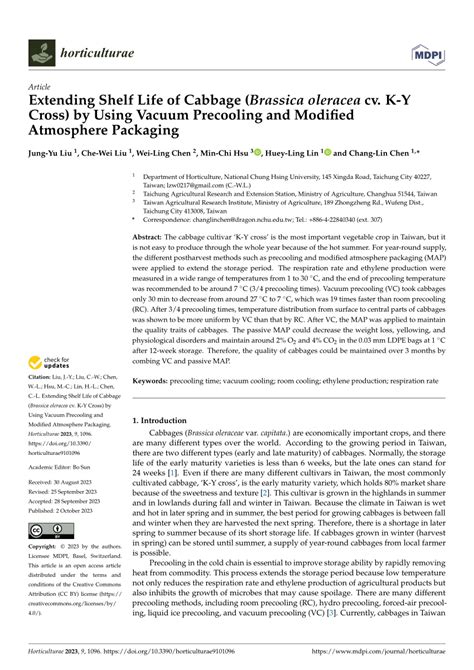 Pdf Extending Shelf Life Of Cabbage Brassica Oleracea Cv K Y Cross