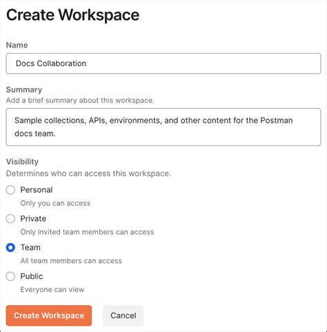 Creating Workspaces Postman Learning Center