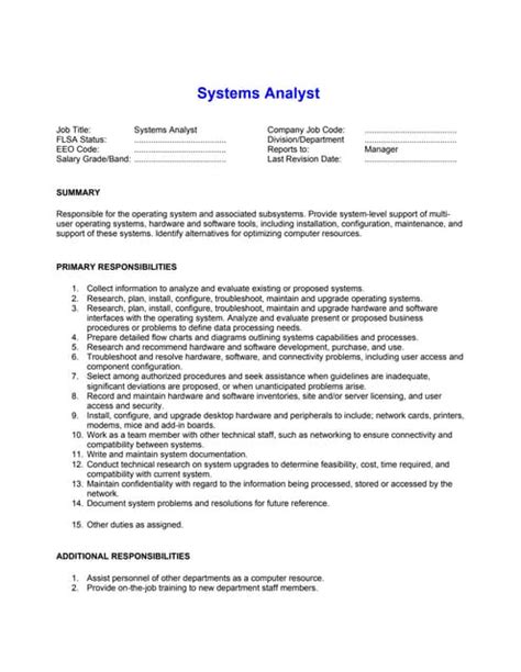 Systems Analyst Pdf