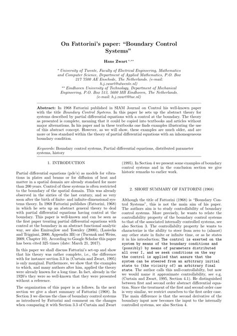 Pdf On Fattorinis Paper Boundary Control Systems”