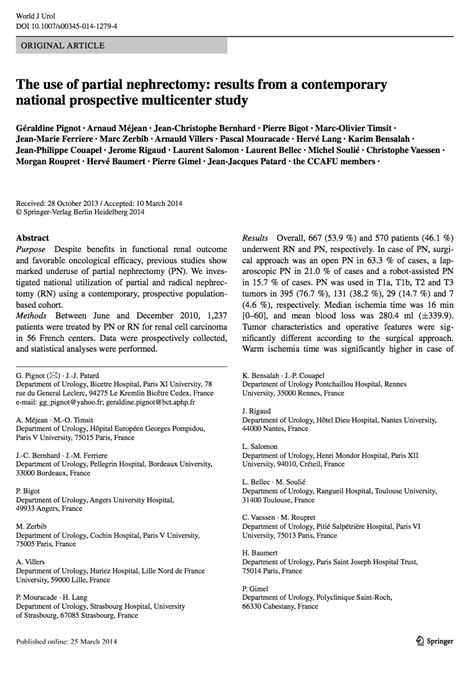 The Use Of Partial Nephrectomy Results From A Contemporary National Prospective Multicenter