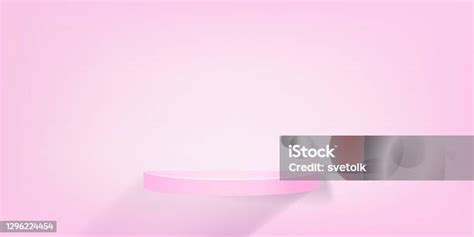 제품 데모를 위한 현실적인 3d 라운드 연단 분홍색 배경의 벽에서 나오는 실린더 플랫폼 화장품 브랜딩 패키징 프레젠테이션용 선반