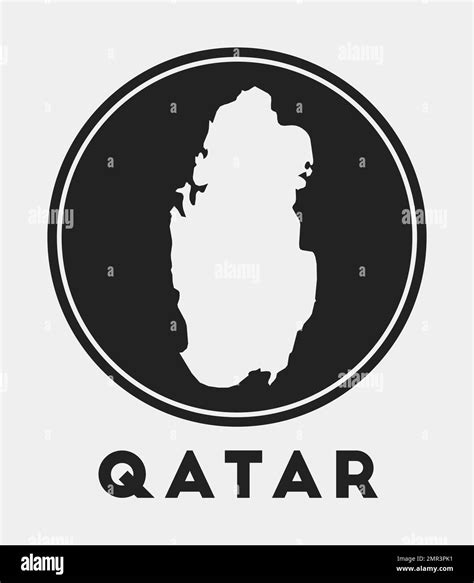 Qatar Icon Round Logo With Country Map And Title Stylish Qatar Badge With Map Vector