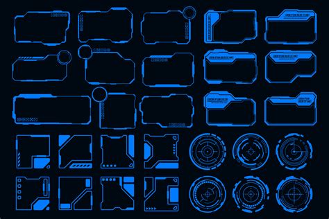 Vector Set Interface Futuristic Frame HUD Technology Cyberpunk Design Element Technology Hi