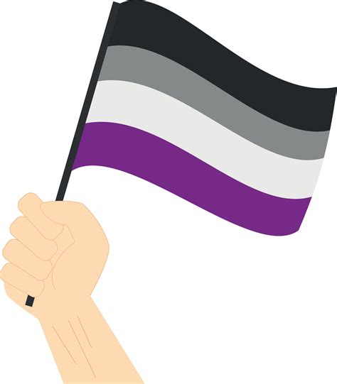 Hand Holding And Raising Asexual Pride Flag Isolated On White