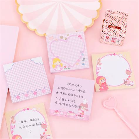 귀여운 소녀 메모장 접착제 스티커 메모 패드 스티커 학생 메시지 책 메모 패드 개몫 Aliexpress