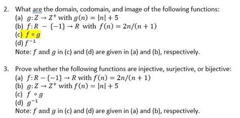 Solved 2 What Are The Domain Codomain And Image Of The