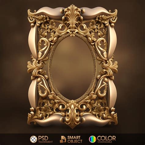 골드 프레임 투명 배경 프리미엄 Psd 파일