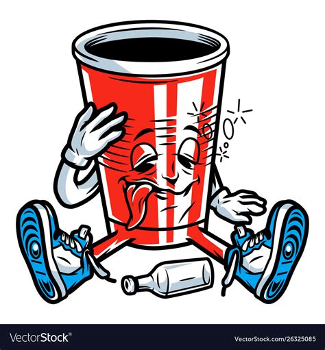 Vintage Colorful Drunk Paper Cup Royalty Free Vector Image