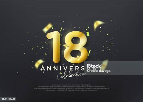 18주년 기념 번호 골드 럭셔리 벡터 배경 프리미엄입니다 포스터 배너 축하 인사말을 위한 프리미엄 벡터 18에 대한 스톡 벡터