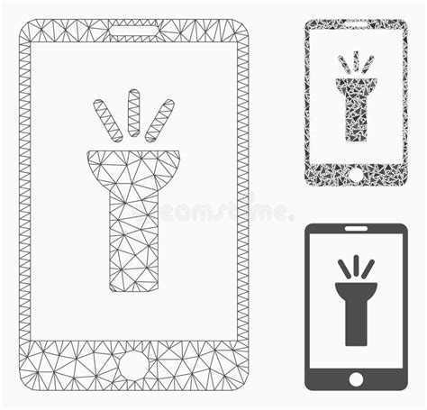 Mobile Torch App Vector Mesh Network Model And Triangle Mosaic Icon Stock Vector Illustration