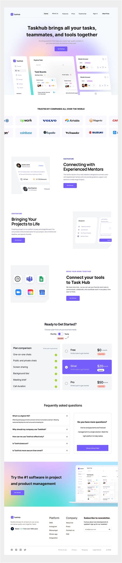 Task Management Sass Landing Page Behance
