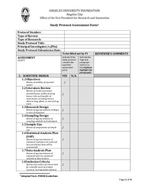 Fillable Online Study Protocol Assessment Form Fax Email Print PdfFiller