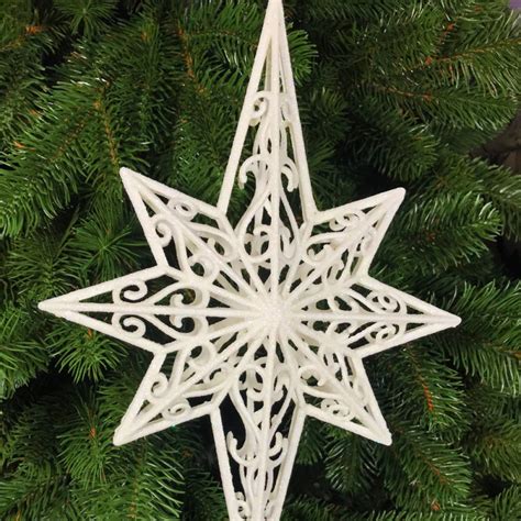 Верхівка на ялинку Полярна зірка 28см біла