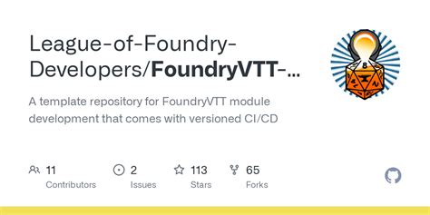 GitHub League Of Foundry Developers FoundryVTT Module Template A Template Repository For