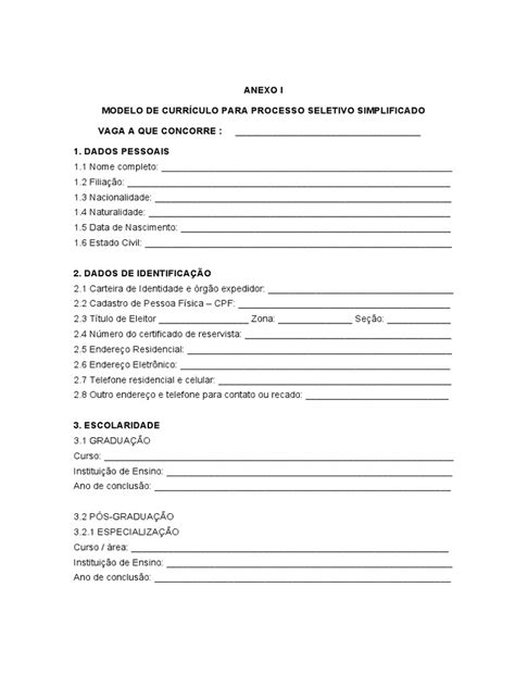 Ficha De Inscrição Processo Seletivo Saúde Pdf Brasil Bem Estar