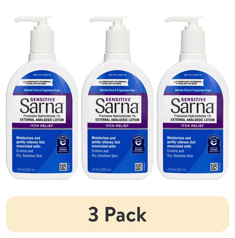 3 Pack Sarna Sensitive Anti Itch Lotion 75 Oz