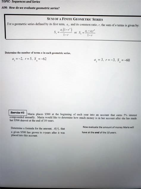 Solvedtopic Sequences And Series Aim How Do We Evaluate Geometric