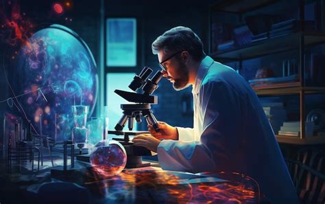 Premium Ai Image Scientist Chemist Researcher Doctor Analyzing Dna Sample Using Medical