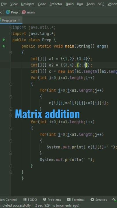 Matrix Addition Program In Java Youtube