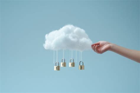 Secure Cloud Computing Concept Image With A Padlock Nestled On The Cloud Stock Illustration