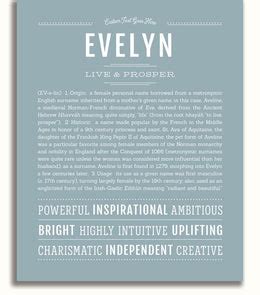Evelyn Personalized Name Meaning Art Prints Name Stories